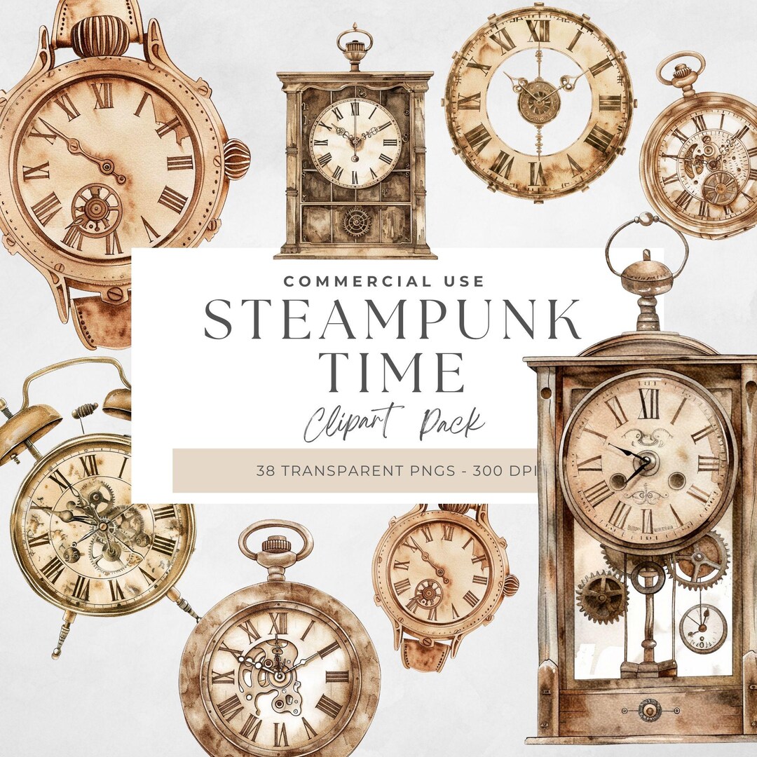 Steampunk Clock, Sepia, Mechanical Clock Graphics, Pocket Watch ...