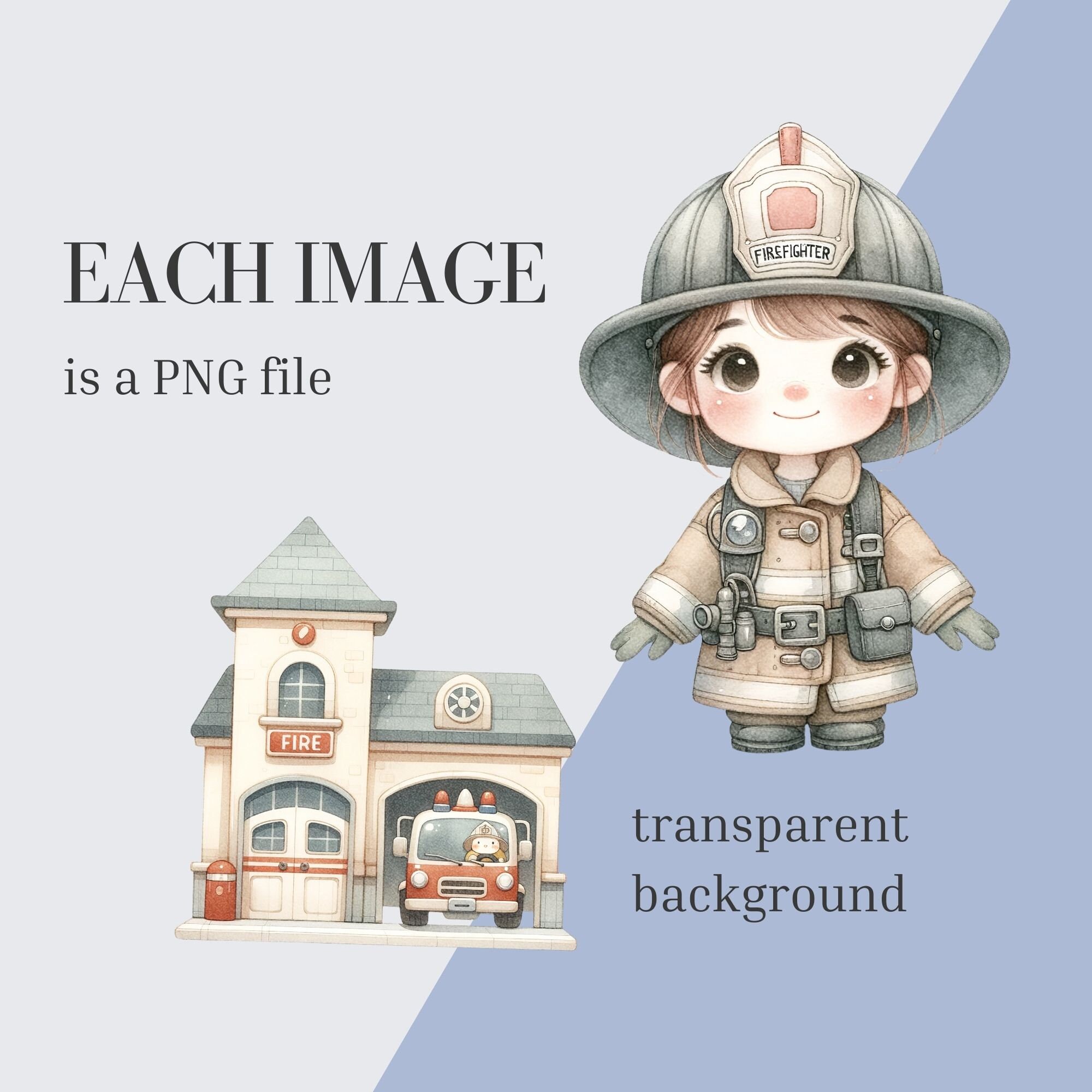 Watercolor Firefighter Clipart, Fire Truck Illustration, Boy Clipart ...