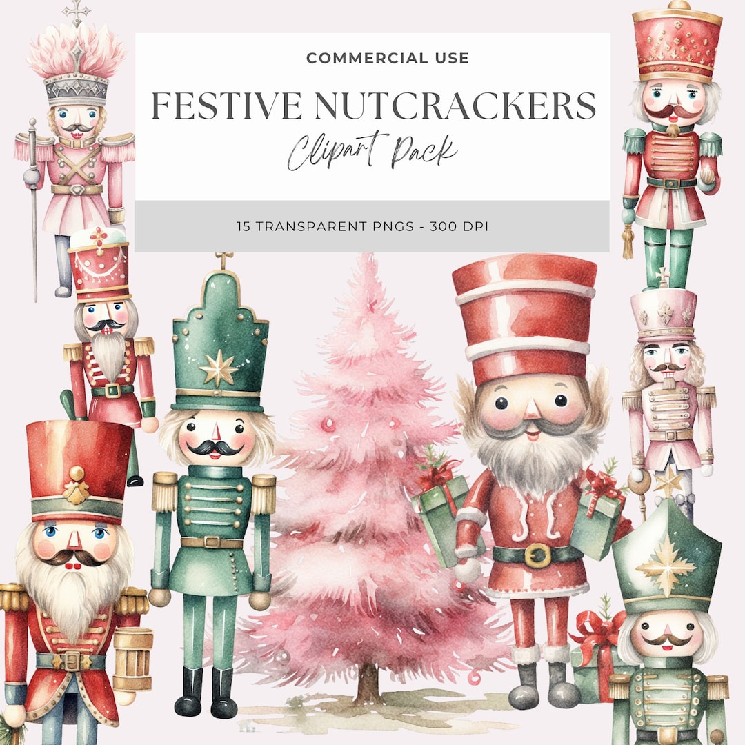 Festive Nutcracker Clipart Set | Christmas PNG Graphics (commercial Use ...