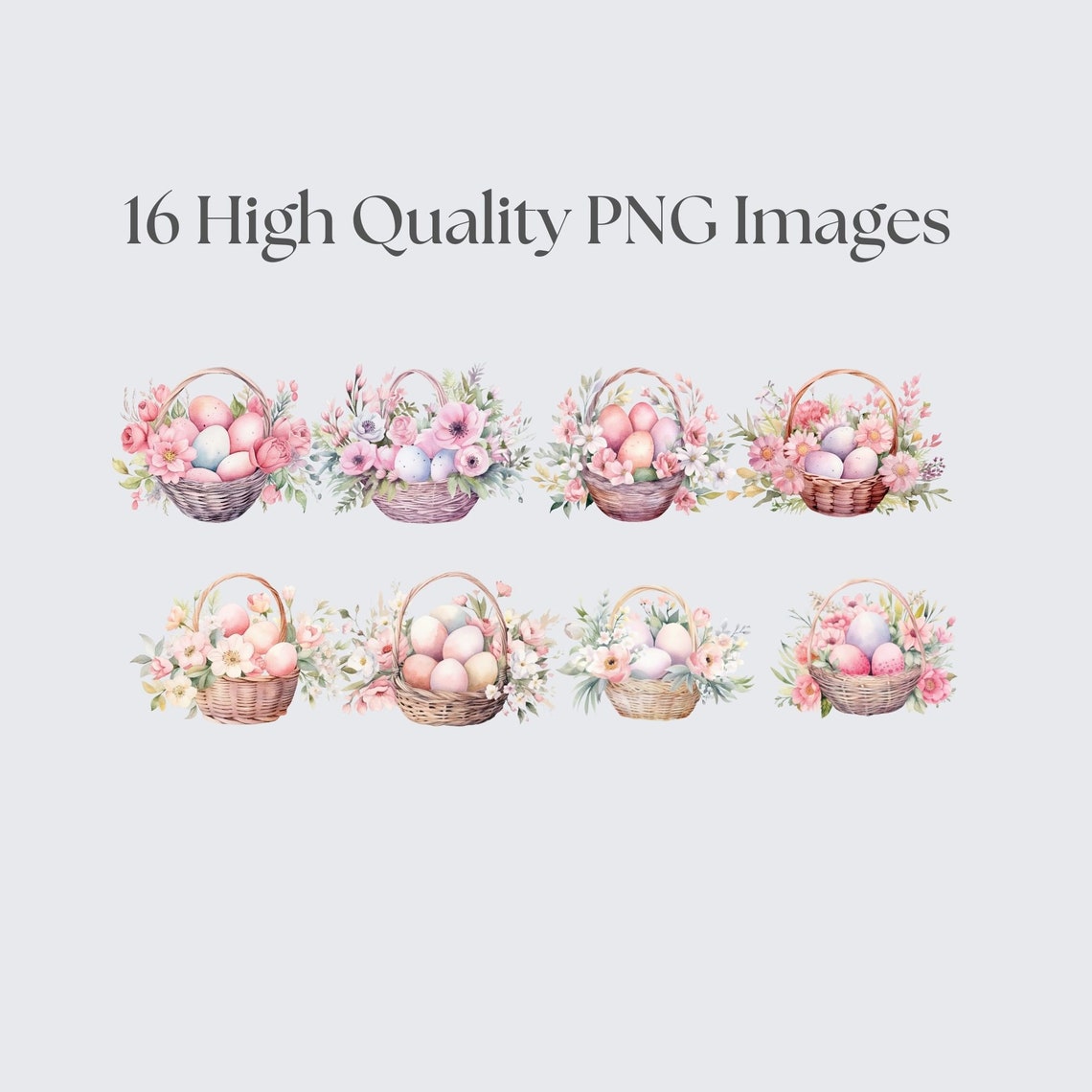 Floral Watercolor Easter Eggs Clipart, Easter Bunny, Watercolour Floral ...