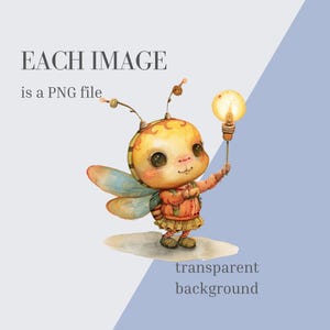 Lightning Bug Clipart, Cute Firefly PNG, Watercolor Digital Download ...