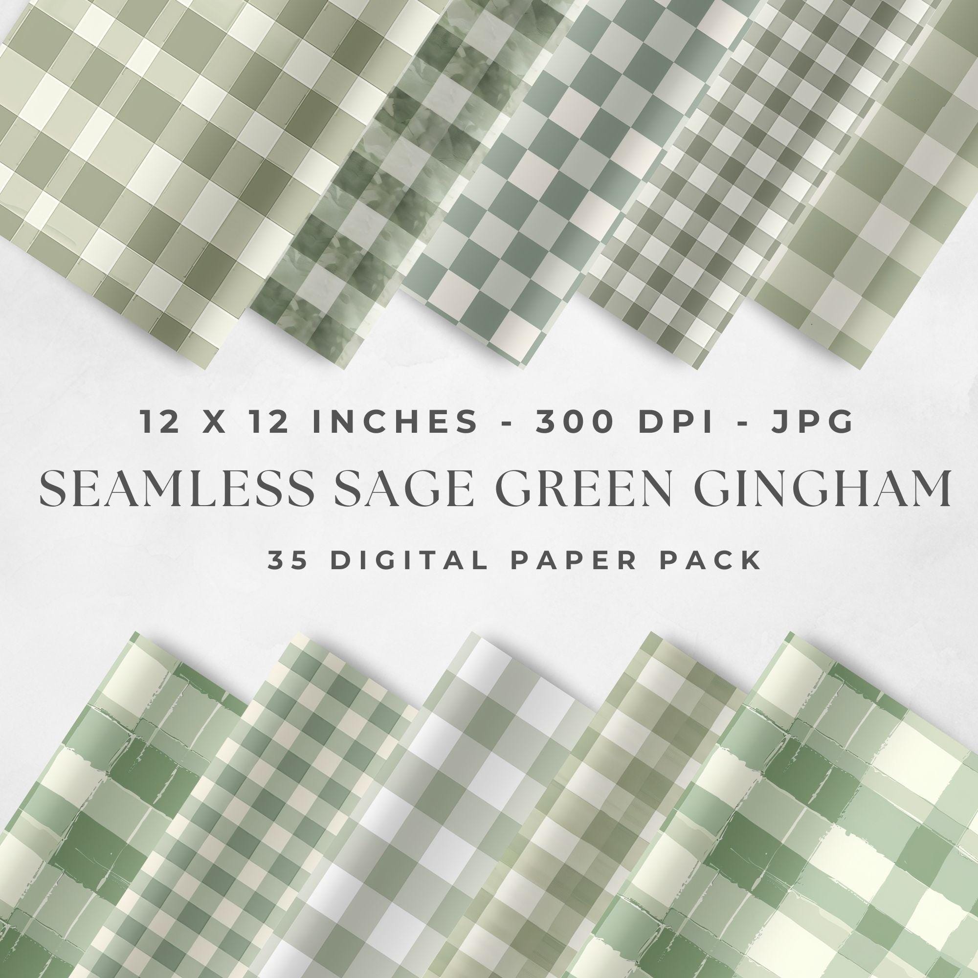 Vintage Sage Green Gingham, Printable Junk Journal Papers, Signature ...