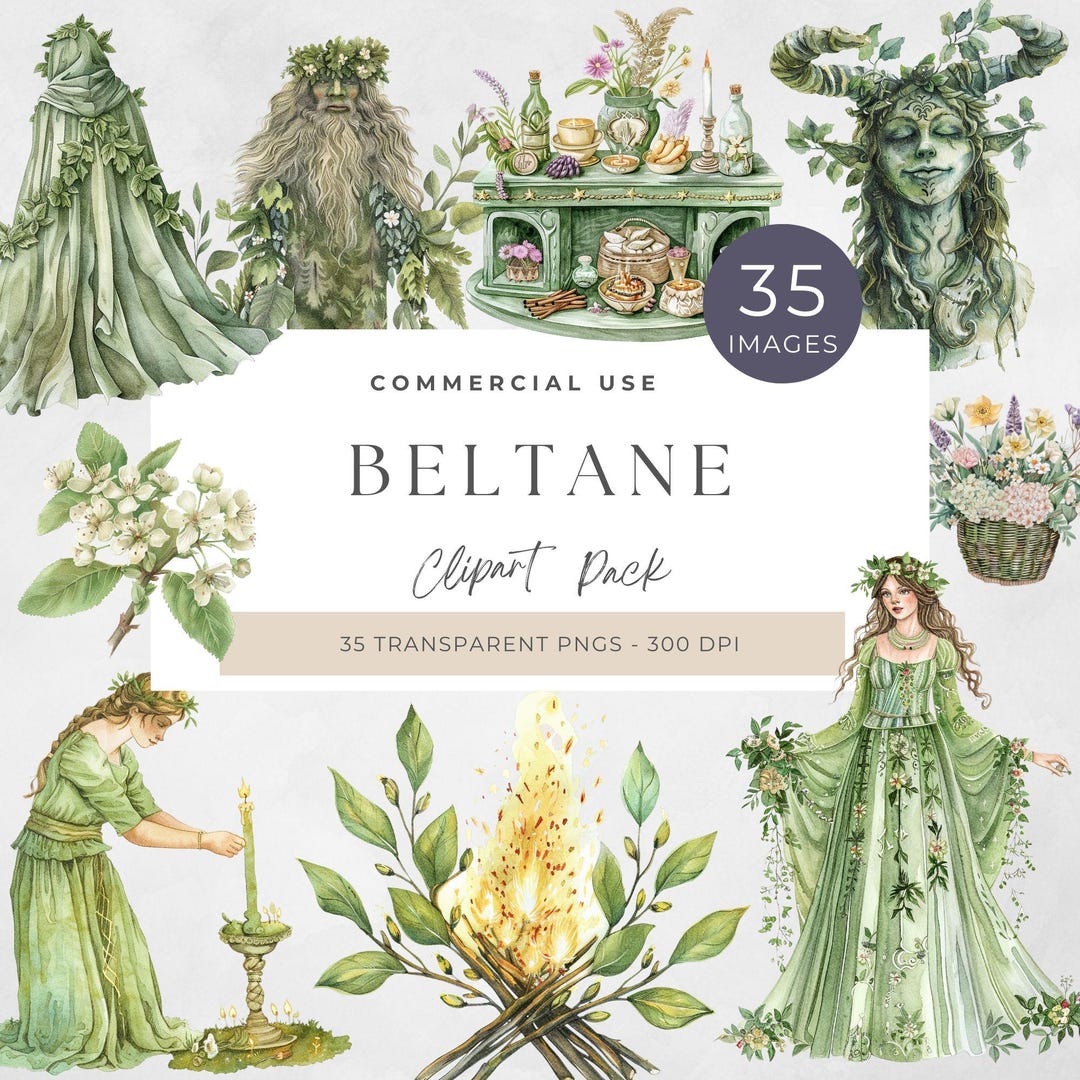 Mabon Clipart, Beltane Clipart, Watercolor Pagan Art, Wiccan Maypole ...
