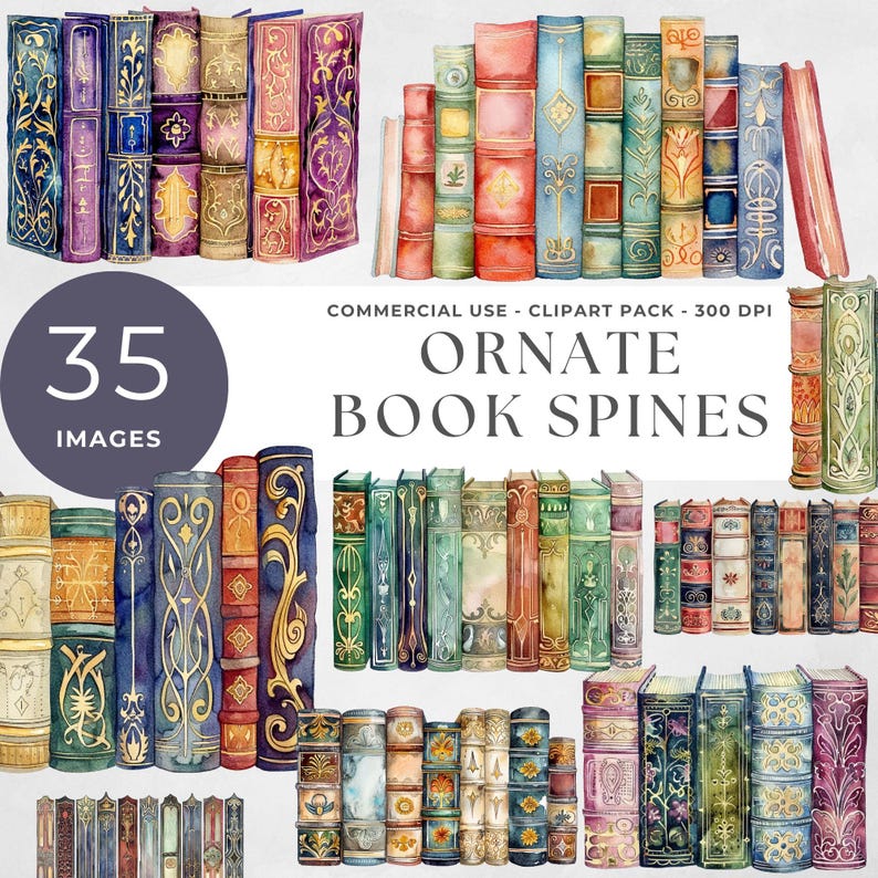Book Spine Clip Art, Book Spines PNG, Book Junkie Png, Ornate Book ...