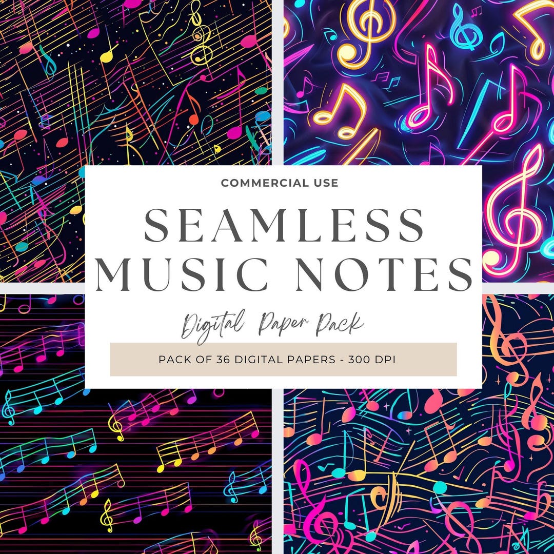 Music Notes Background, Music Notation Neon Clipart PNG, Colored Music ...