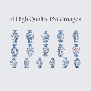 Chinoiserie Vase PNG, Watercolor Clipart, Floral Digital Download ...