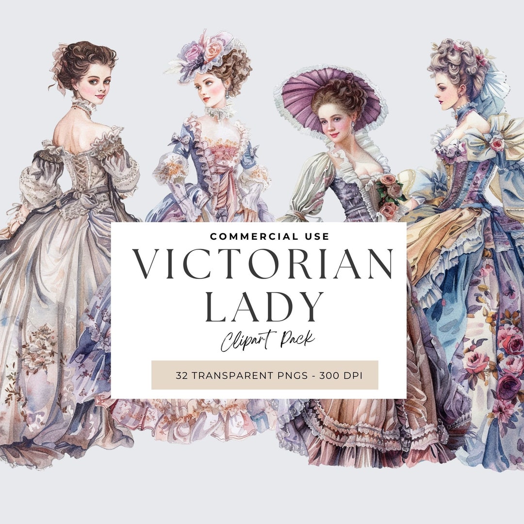 Victorian Lady Png Bundle, Victorian Lady Clipart, Vintage Women Png ...