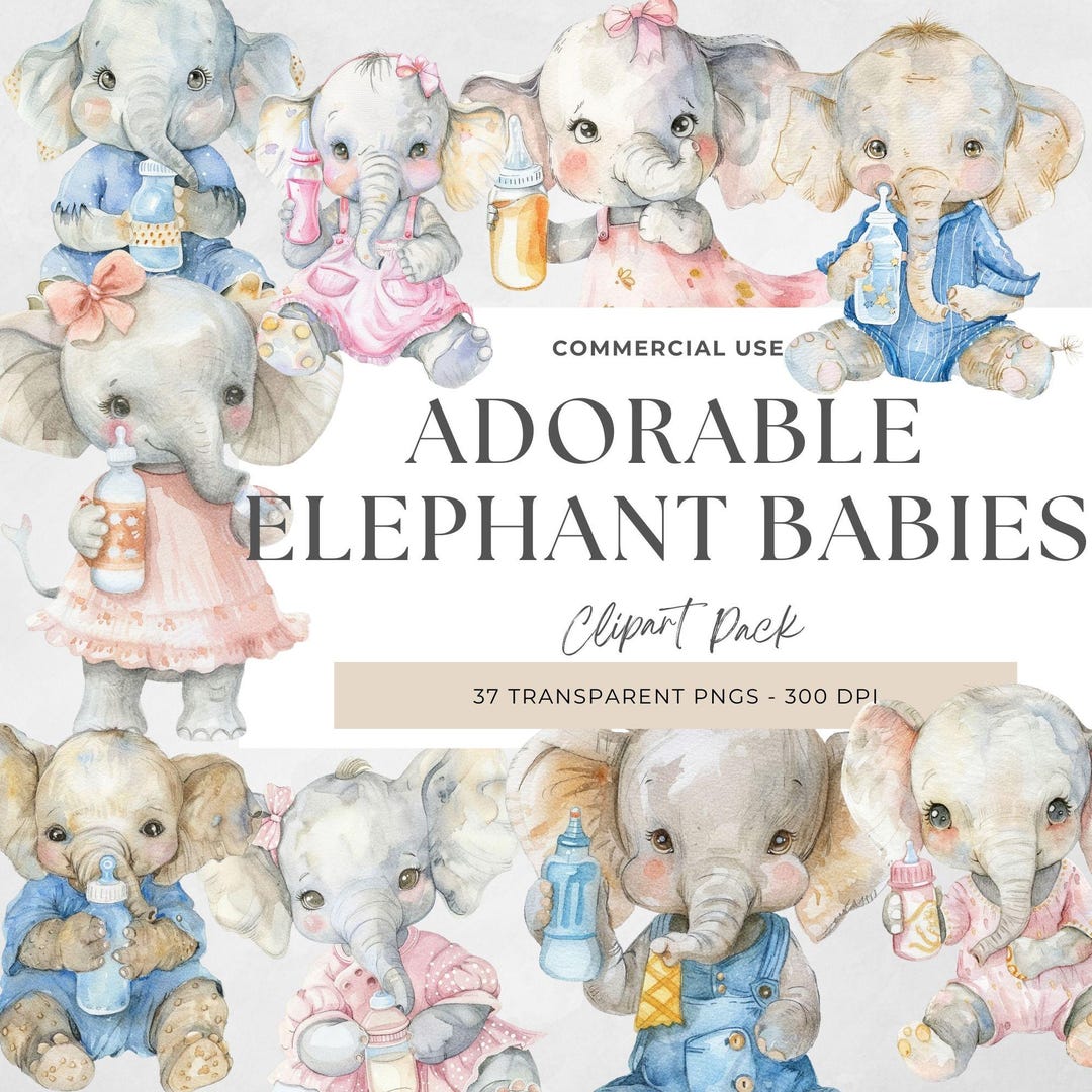 Baby Elephant Pink Png Clipart, Baby Boy Elephant Clipart, Baby ...