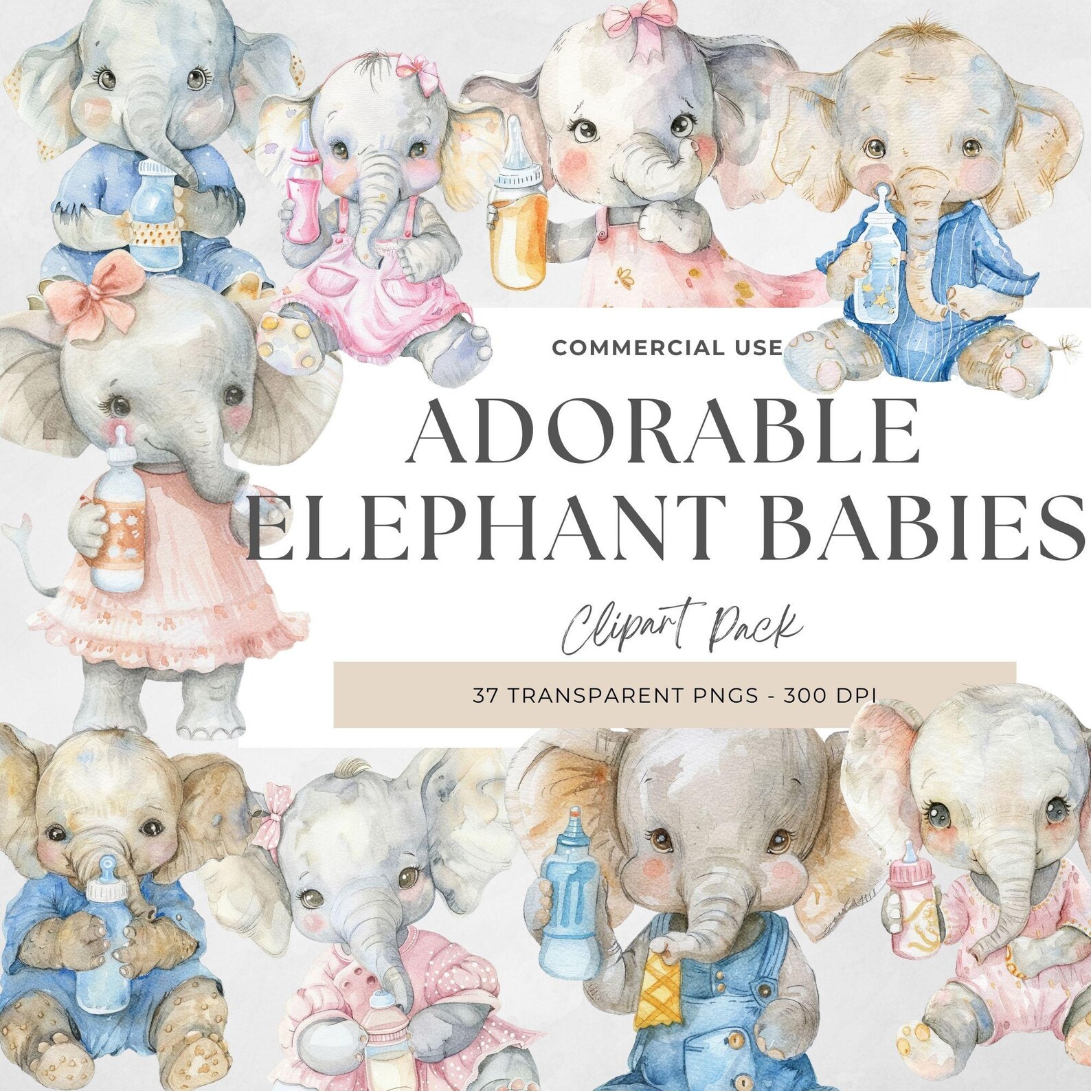 Baby Elephant Pink Png Clipart, Baby Boy Elephant Clipart, Baby ...