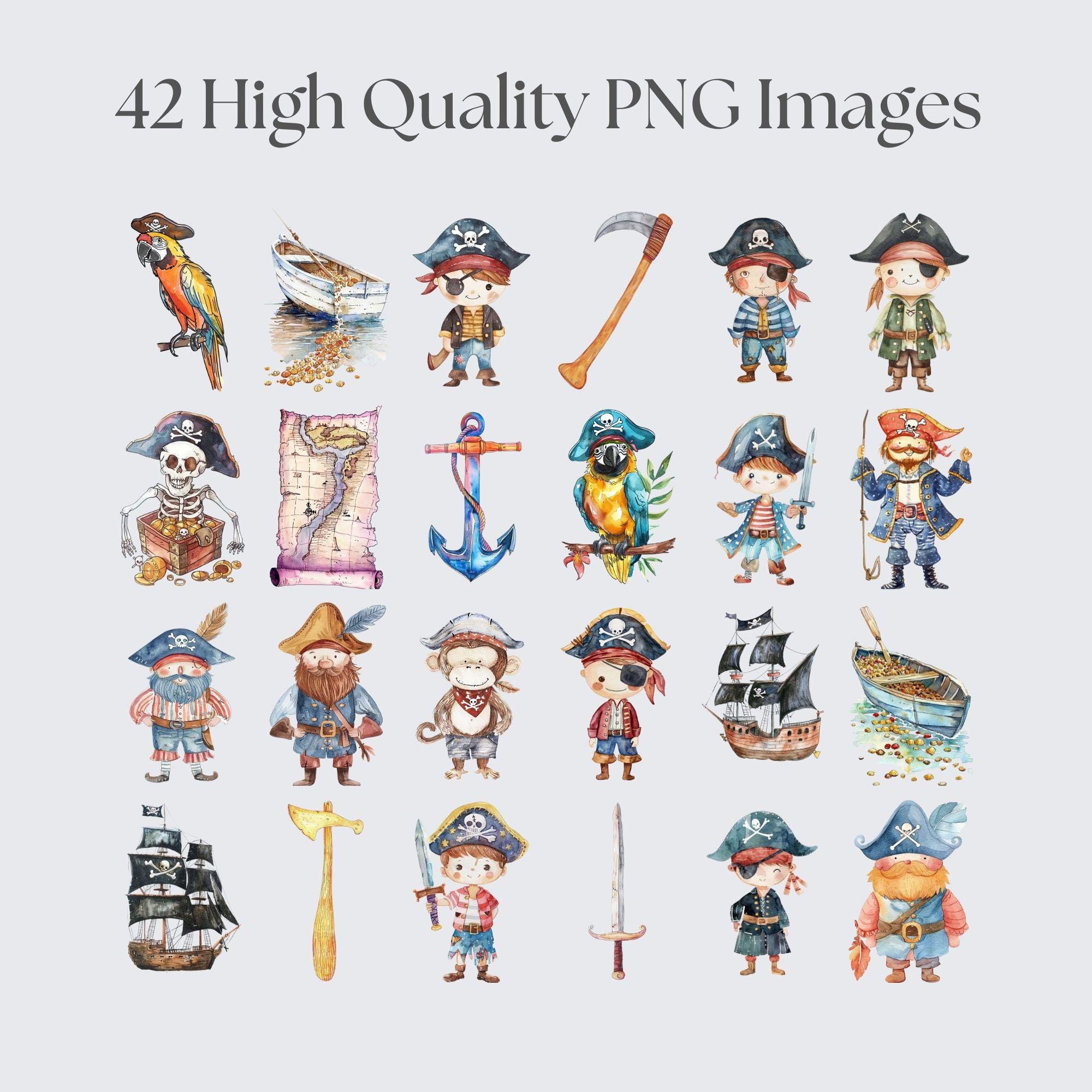 Pirate Flag Png, Pirate Clipart Bundle, Skull and Crossbones, Treasure ...