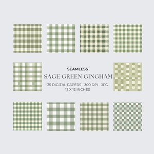 Vintage Sage Green Gingham, Printable Junk Journal Papers, Signature ...