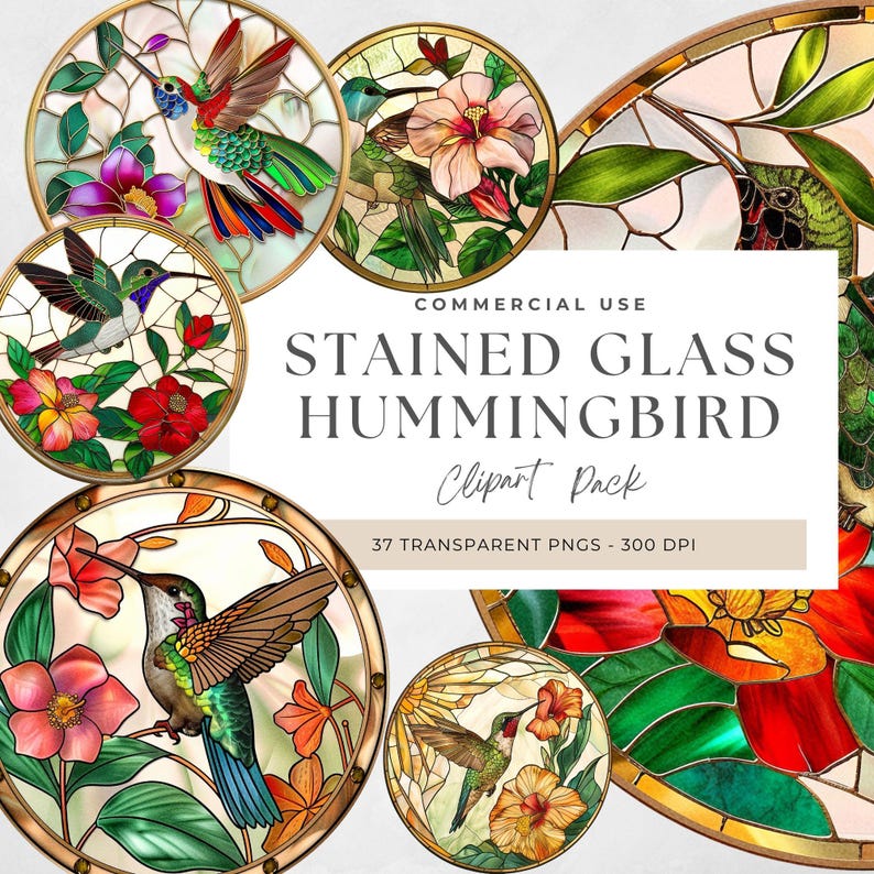 Stained Glass Hummingbirds Png, Stained Glass PNG, Hummingbird Clipart ...