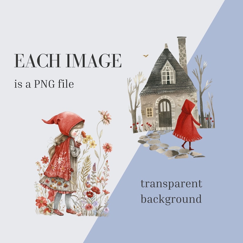 Red Riding Hood Clipart, Fairy Tale Art, Little Red Riding Hood Clipart ...