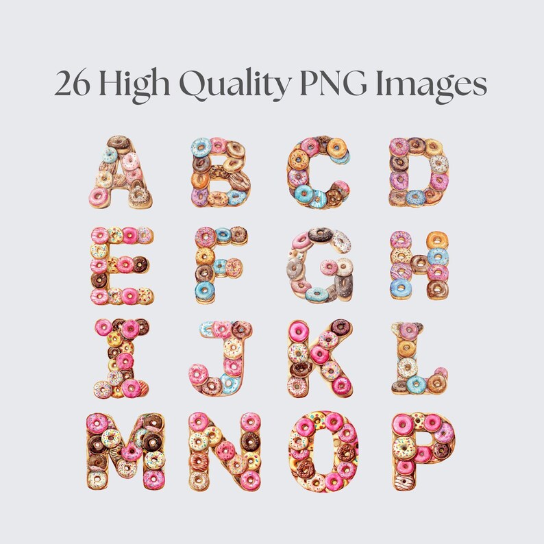 Donut Letters Clipart, Fun Alphabet PNG, Sweet Birthday Decorations ...