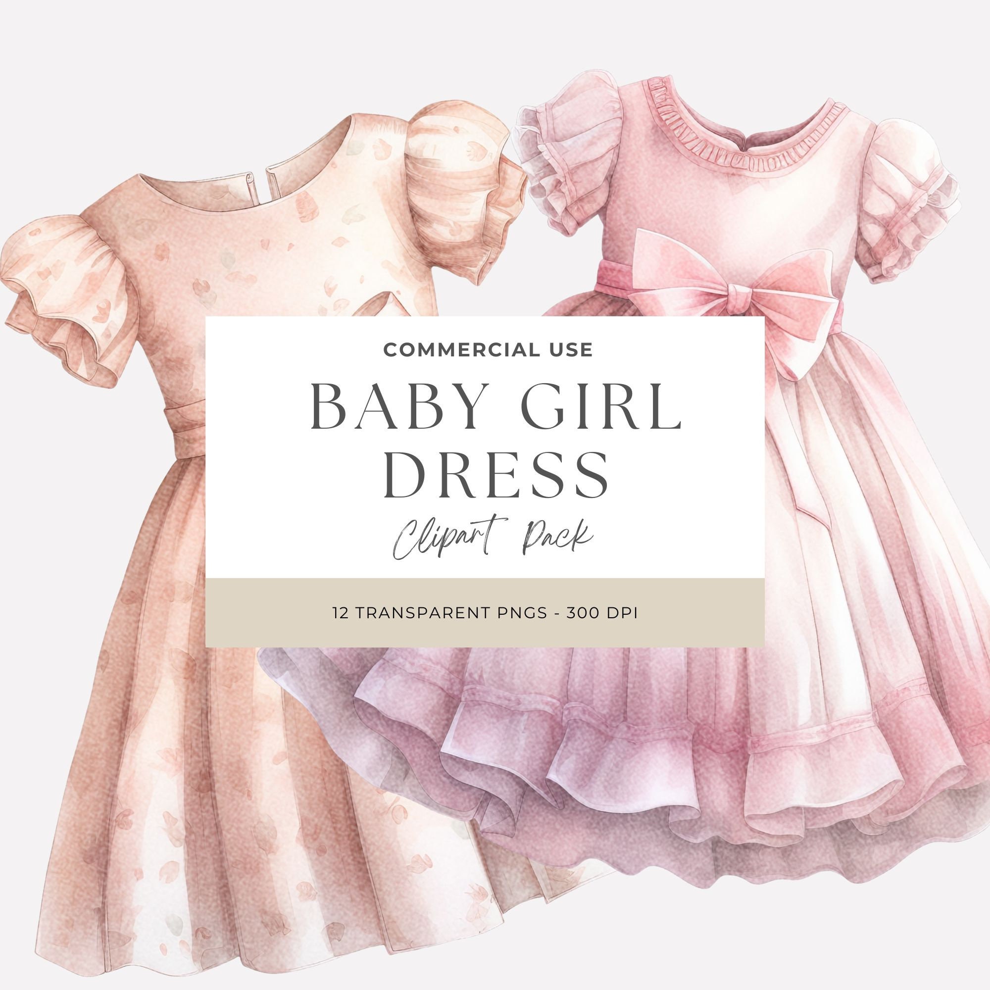 Baby Girl Dress Clipart | Gender Reveal | Baby Shower | Instant ...