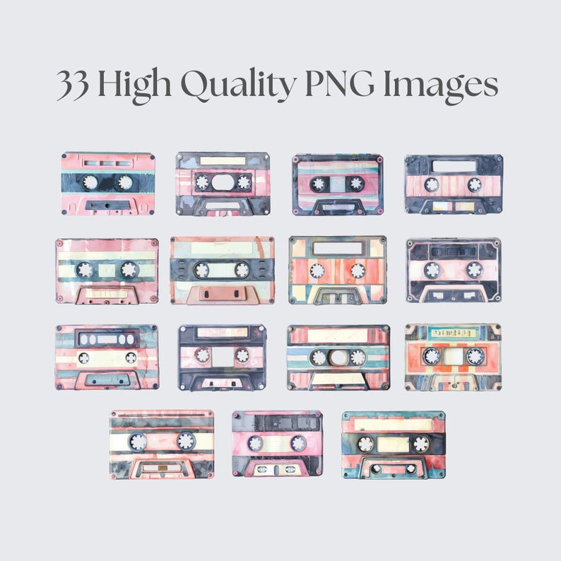 Cassette Tape Clipart, Retro Music, Vintage Audio PNG, Digital Download ...