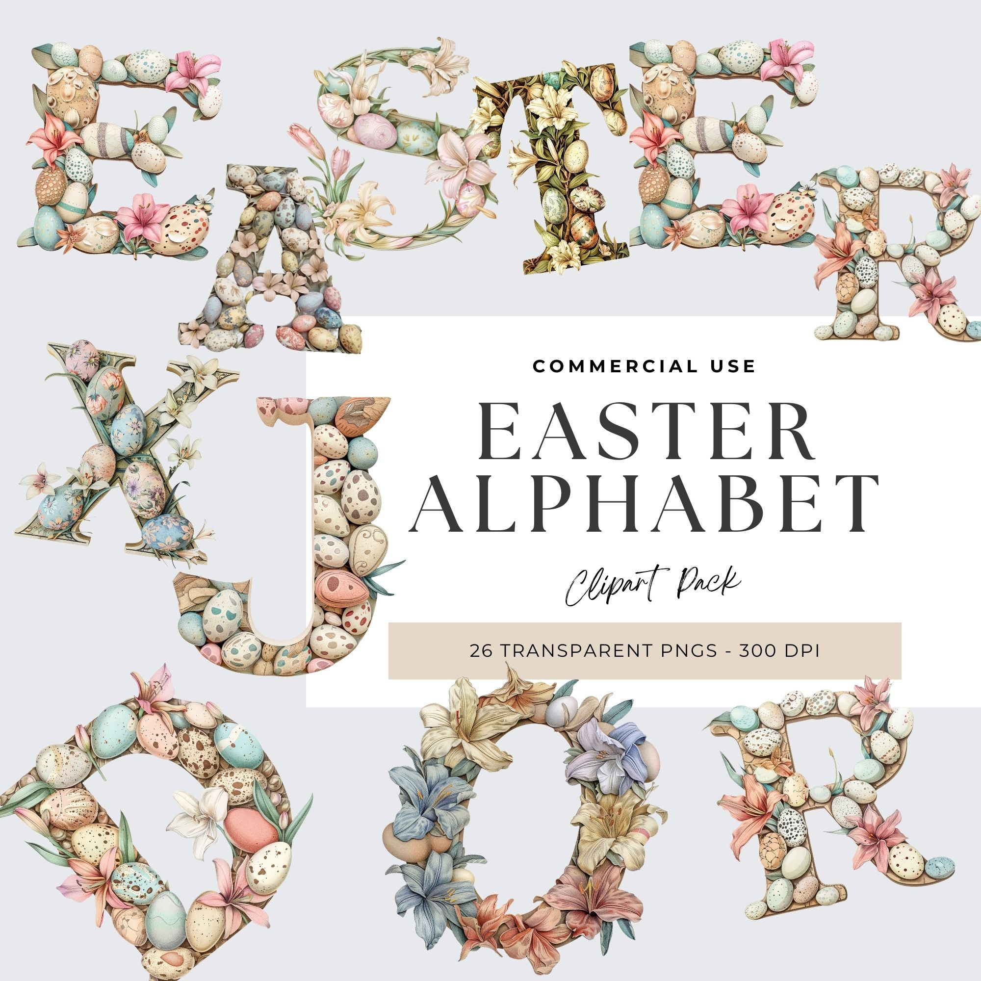 Easter Alphabet Clipart, Easter Clipart, Make Your Own Name, Easter ...