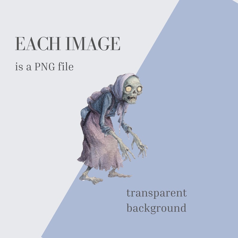 Zombie Clipart Bundle: Creepy Halloween Graphics, Digital Download PNG ...