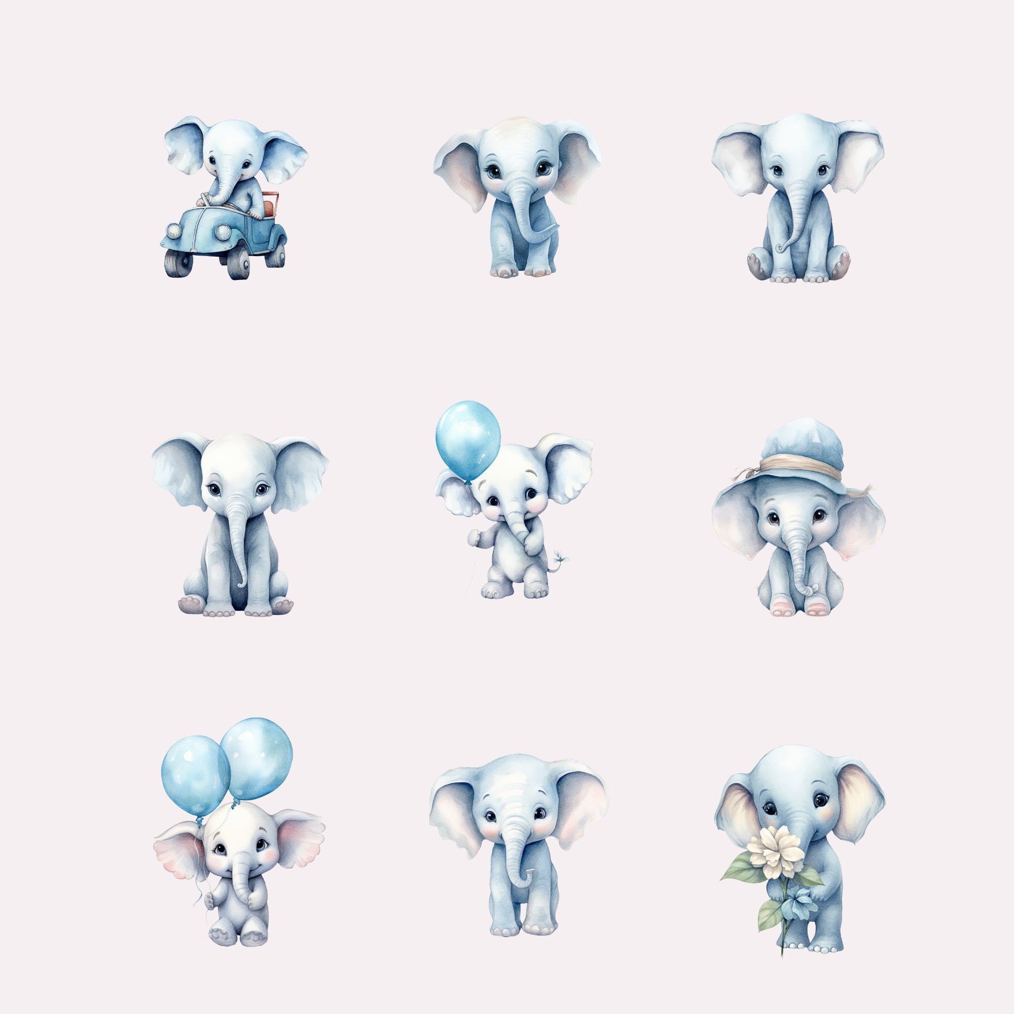 Baby Boy Elephant Clipart | Baby Elephant Clipart Blue | Baby Shower ...