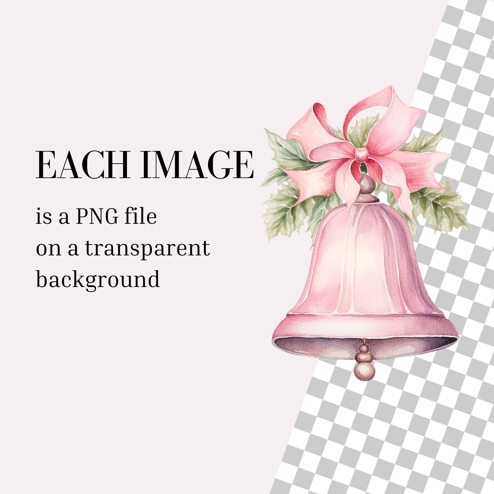 Pink Christmas Bells Clipart | Commercial Use | Christmas Bell Clipart ...