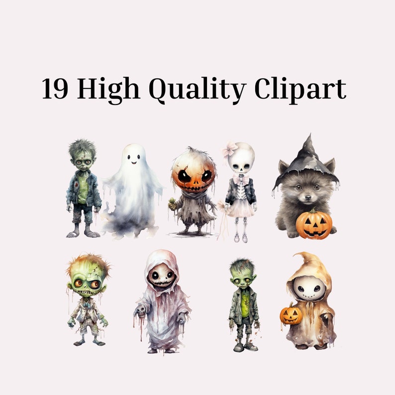 Halloween Monsters Watercolor Clipart | Instant Digital Download | Png ...