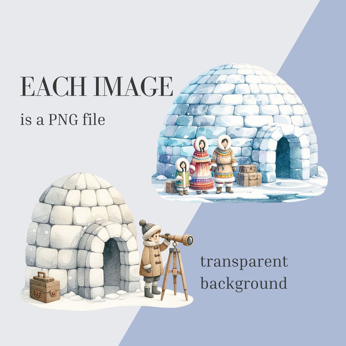 Igloo Clipart, Winter Clipart, Nordic Nights Clipart, Cute Eskimo ...