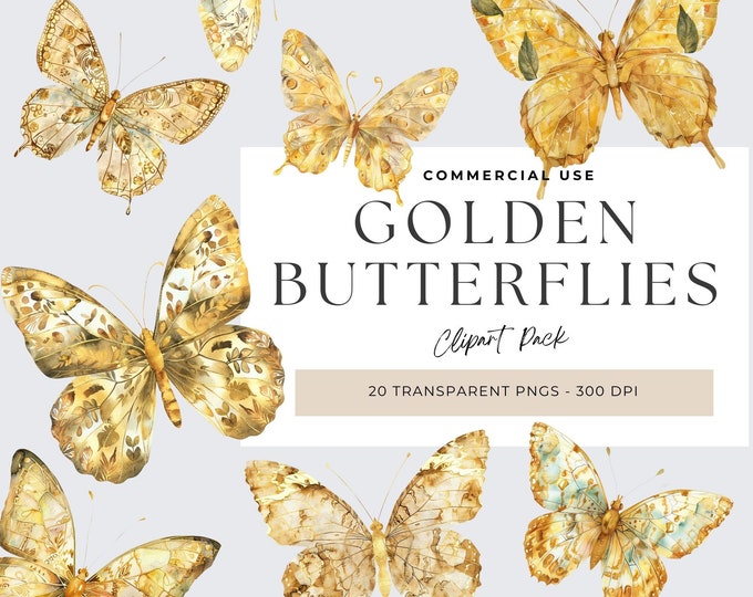 Butterflies Clipart, Gold Foil Butterfly, Butterflies Clip Art, Rose ...