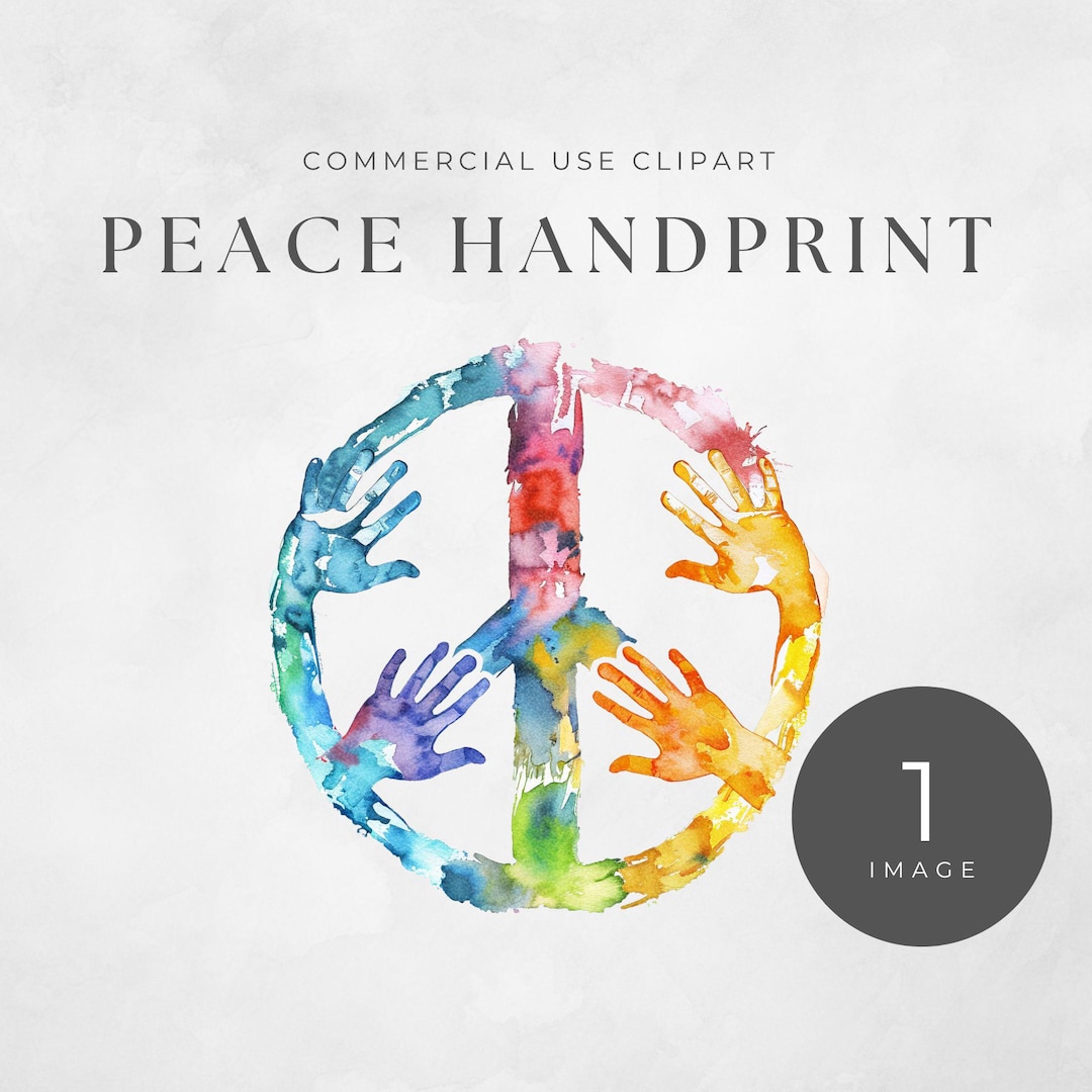 Watercolor Peace Handprint Clipart: DIY Craft PNG (digital Download ...