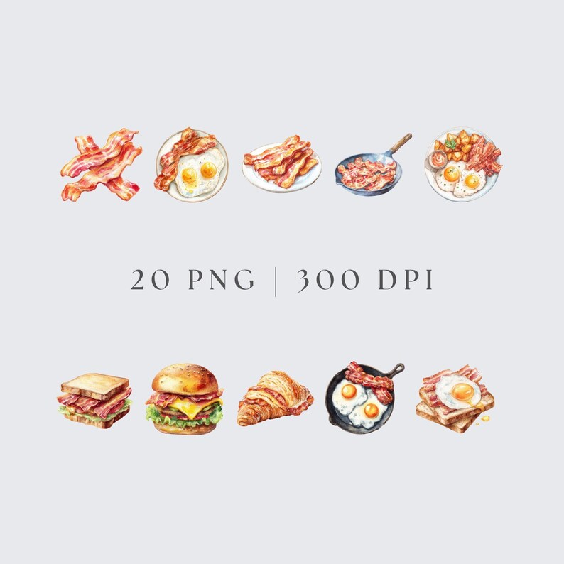 Bacon Clipart, Breakfast Food, Digital Download, Bacon SVG, PNG ...
