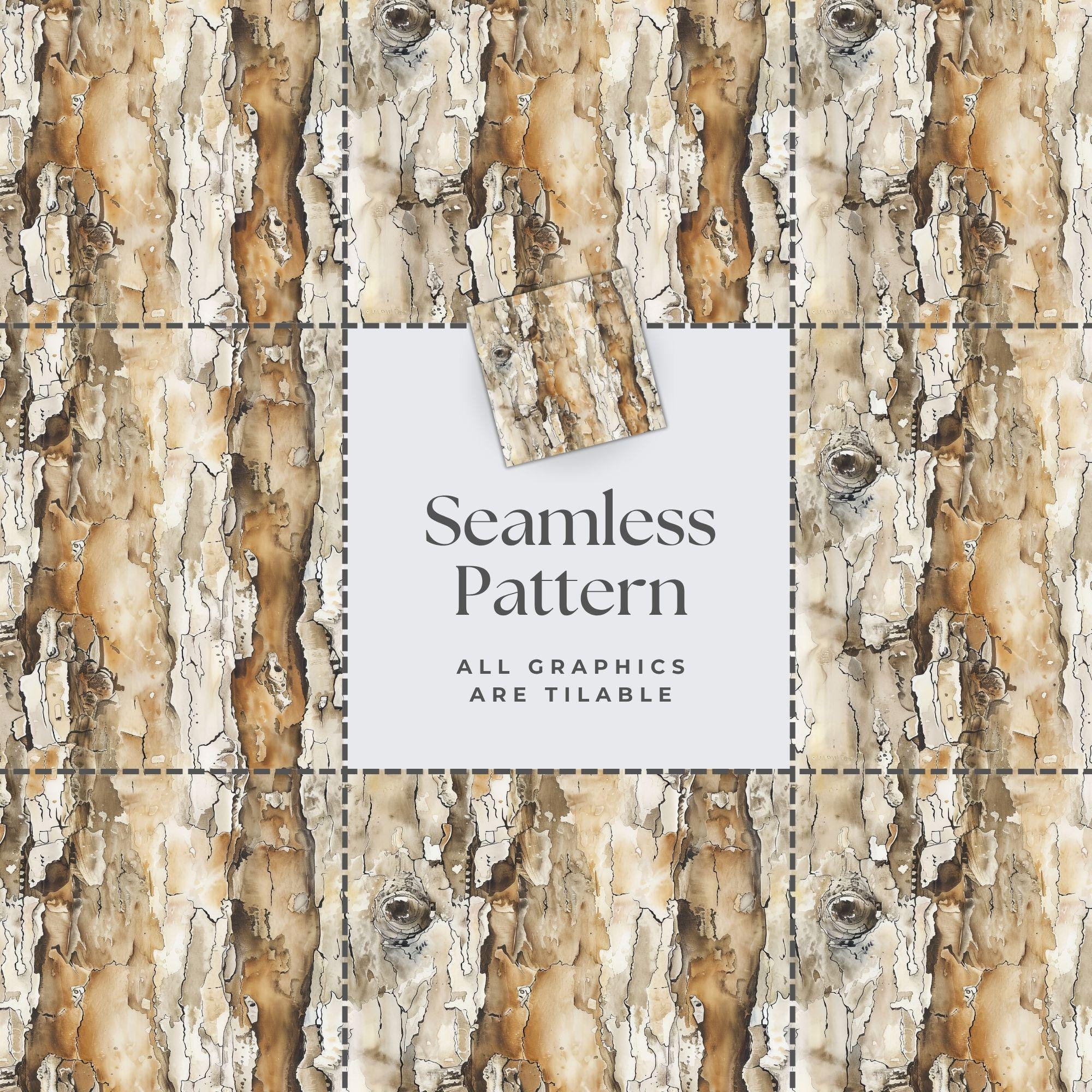 Seamless Tree Bark Digital Paper: Rustic Scrapbook Textures (JPG ...