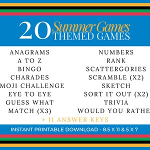 Summer Games Printable Party Games Bundle, Summer Games Trivia, Sports ...