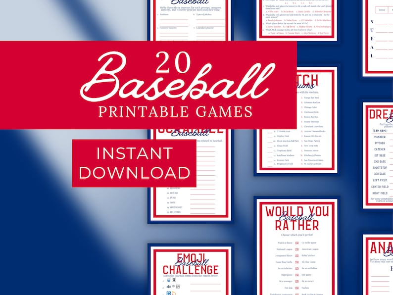 MLB Printable Party Games Bundle, Baseball Trivia, MLB Team Word Search ...