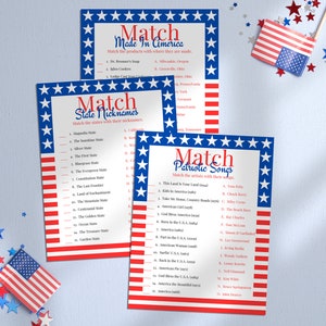 4th of July Printable Party Games Bundle, Fourth of July Trivia, Match ...