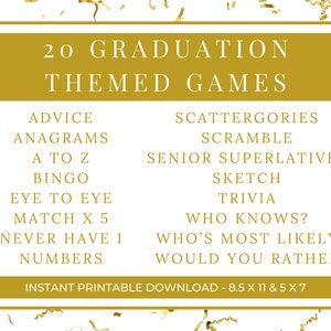 Graduation Printable Party Games Bundle, Trivia, Matching Games, Bingo ...