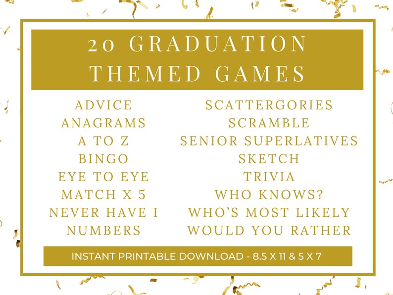 Graduation Printable Party Games Bundle, Trivia, Matching Games, Bingo ...