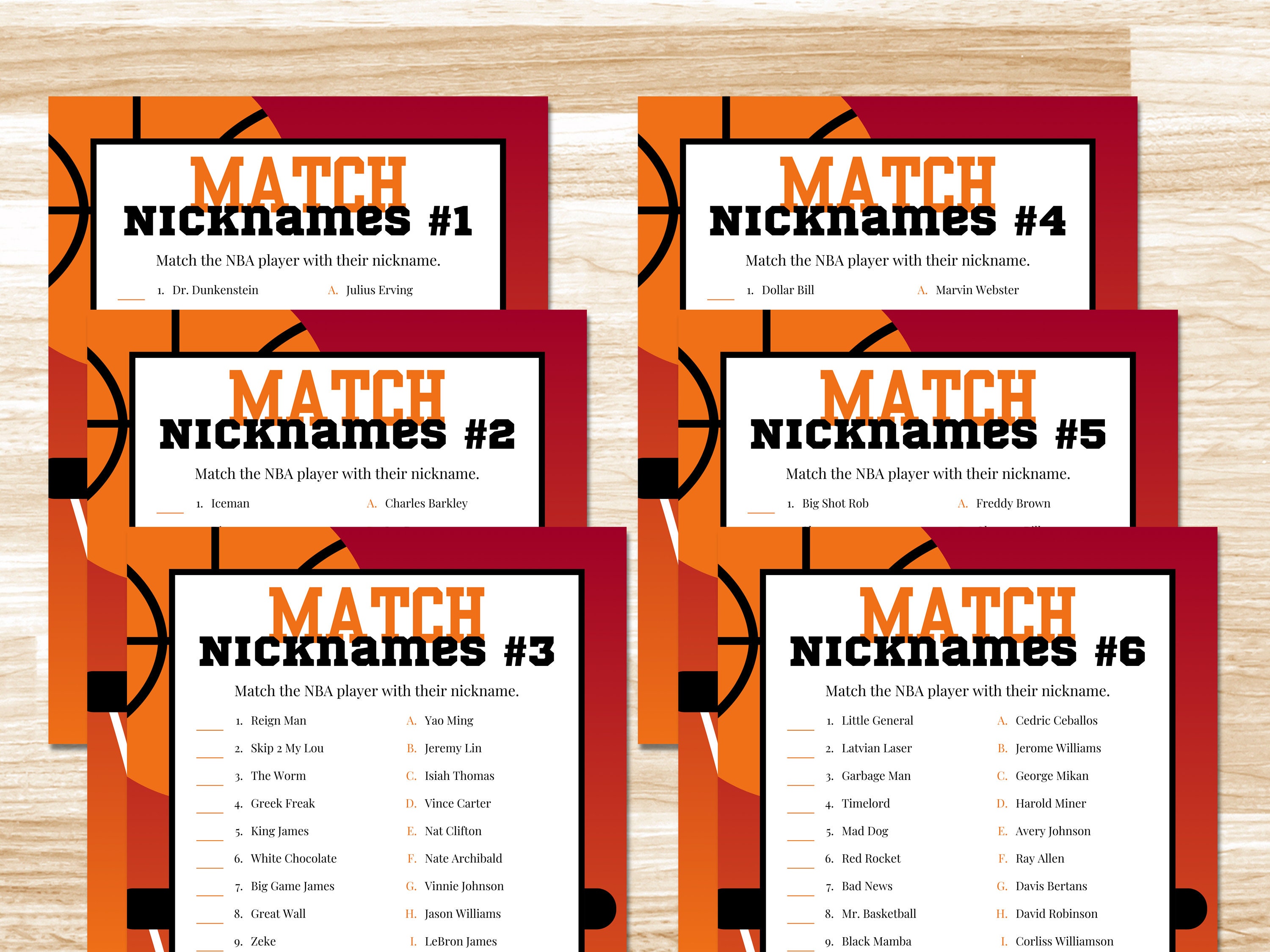 NBA Printable Party Games Bundle, Basketball Trivia, NBA Team Word ...