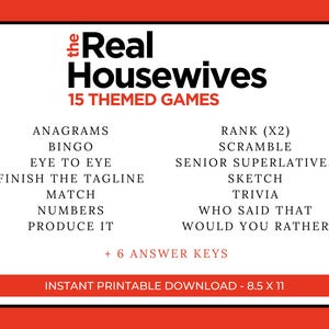 The Real Housewives of New York Printable Party Games Bundle, RHONY ...