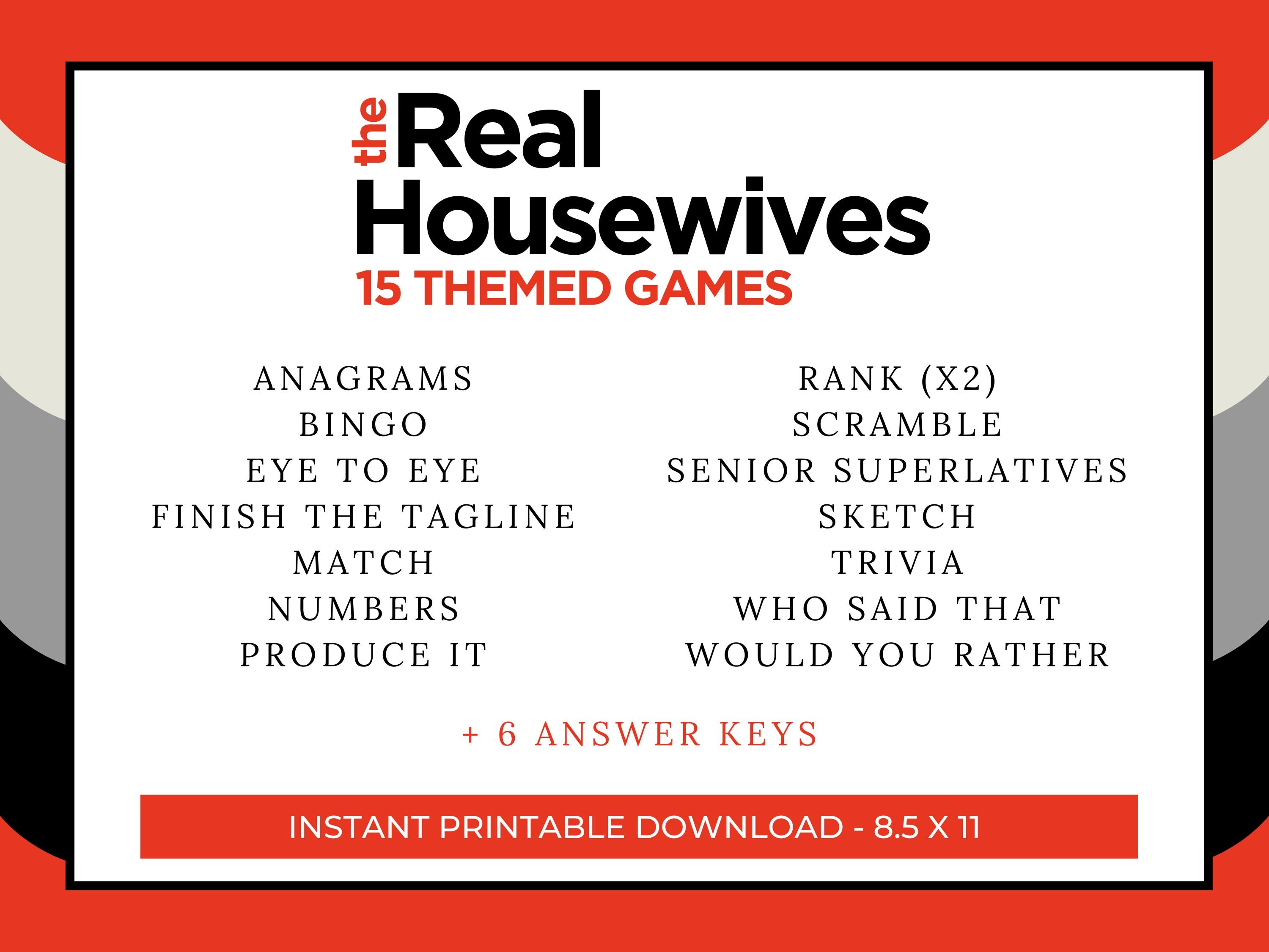 The Real Housewives of New York Printable Party Games Bundle, RHONY ...