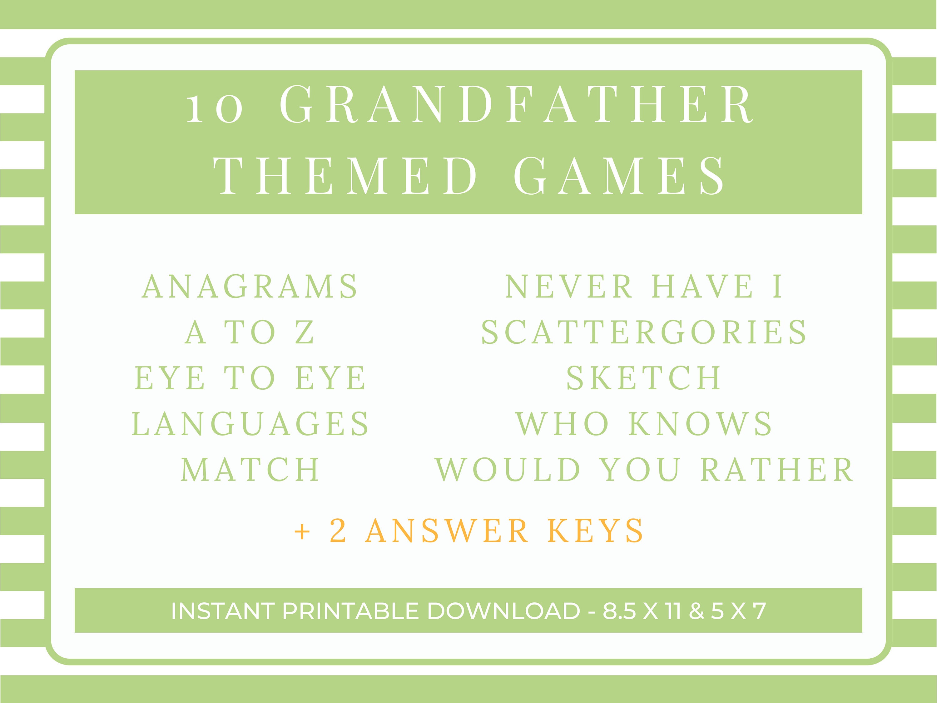 Grandpa Printable Party Game Bundle, Grandfather Gift, Grandpa Would ...