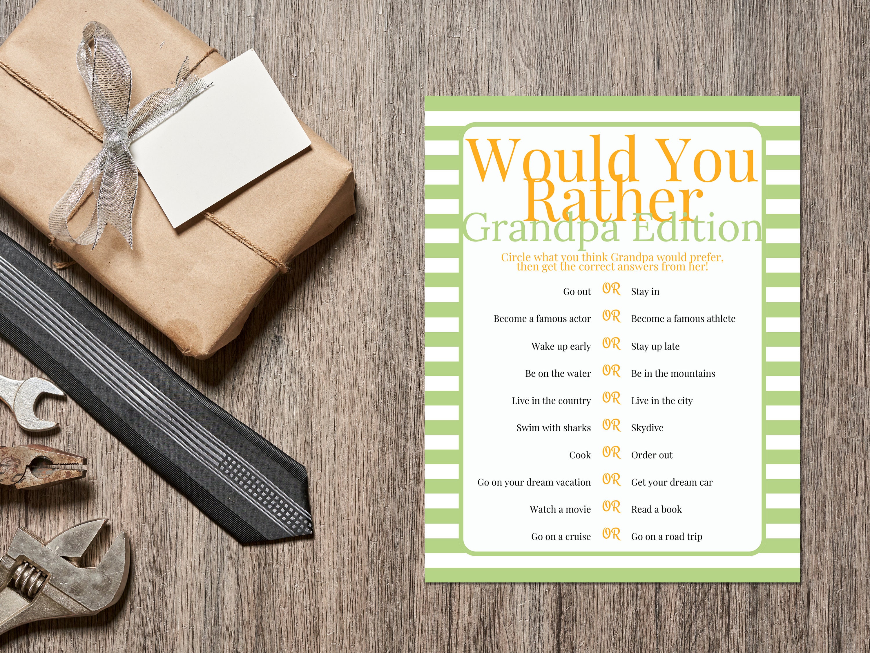 Grandpa Printable Party Game Bundle, Grandfather Gift, Grandpa Would ...
