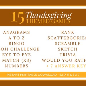 Thanksgiving Day Printable Party Games Bundle, Thanksgiving Trivia ...