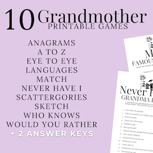Grandma Printable Party Game Bundle, Grandmother Gift, Grandma Would ...