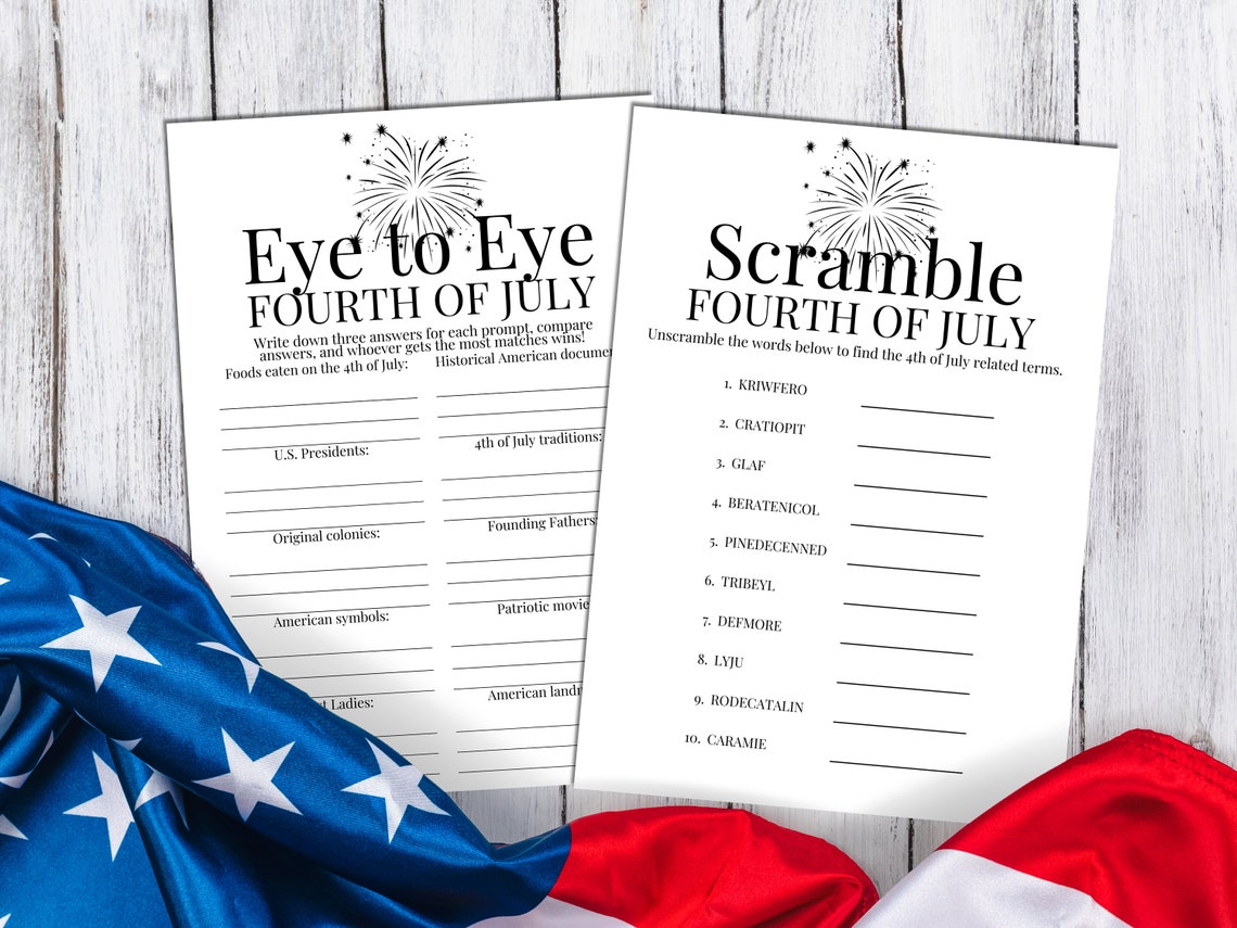 4th of July Printable Party Games Bundle, Fourth of July Trivia, Match ...