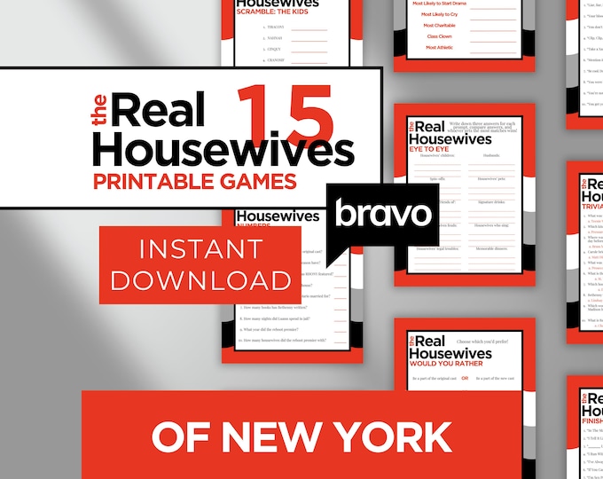The Real Housewives of New York Printable Party Games Bundle, RHONY ...