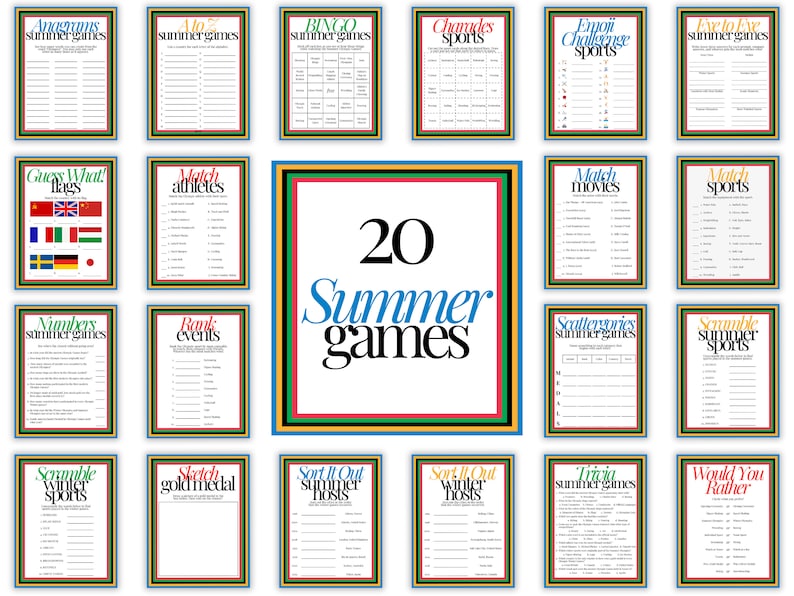 Summer Games Printable Party Games Bundle, Summer Games Trivia, Sports ...