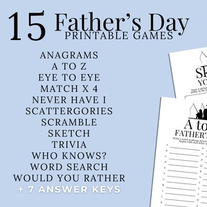 Father's Day Printable Party Games Bundle, Father's Day Trivia, Father ...