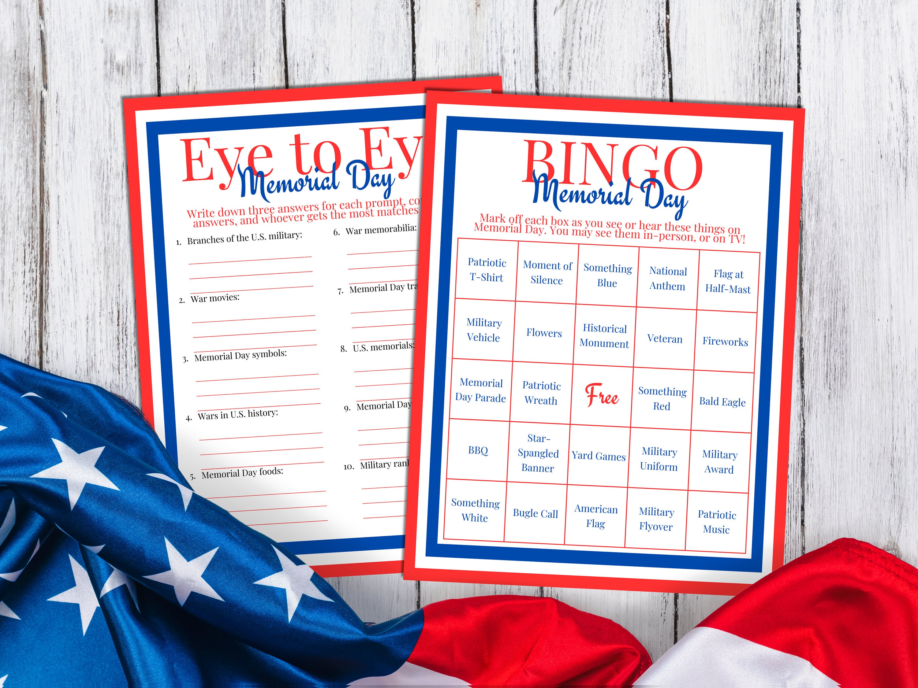 Memorial Day Printable Party Games Bundle, Trivia, Matching Games ...