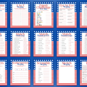 4th of July Printable Party Games Bundle, Fourth of July Trivia, Match ...