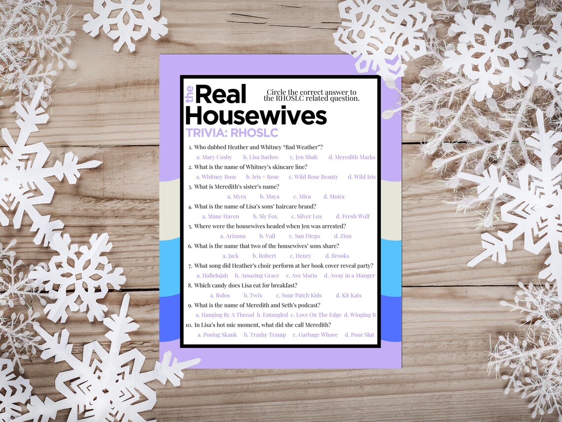 The Real Housewives of Salt Lake City Printable Party Games Bundle ...
