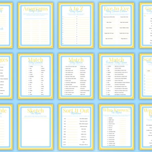Baby Shower Printable Party Games Bundle, A to Z Baby Names, Match Baby ...